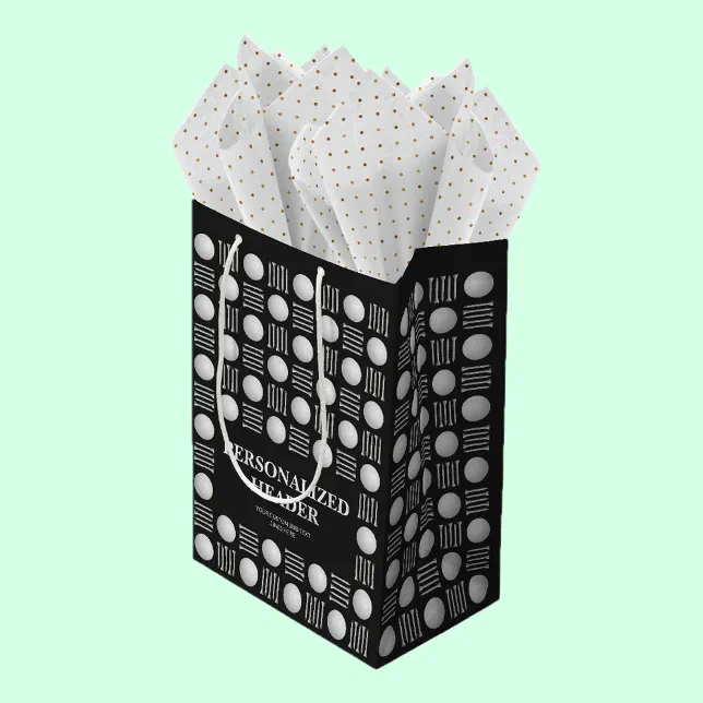 Elegant Modern Golf Ball & Tee Black Noir Medium Gift Bag | Zazzle
