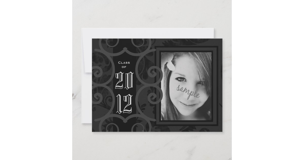Elegant Modern Goth Graduation Party Invitation | Zazzle