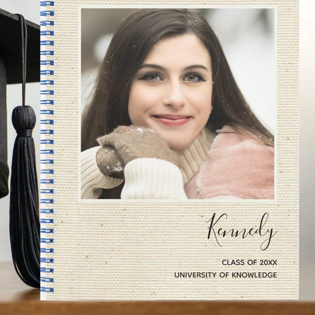 Elegant Modern Grad Party Guest Photo Graduation Notebook | Zazzle