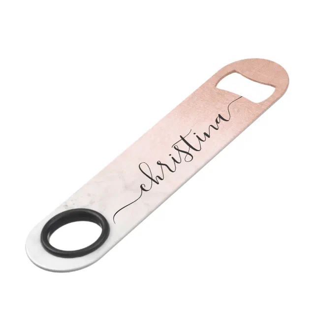 Elegant modern gradient copper gold white marble bar key | Zazzle