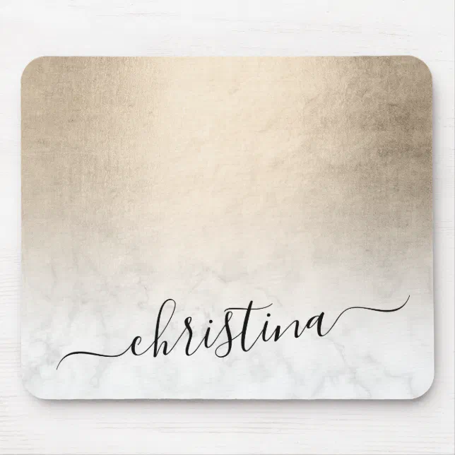Elegant modern gradient copper gold white marble mouse pad | Zazzle