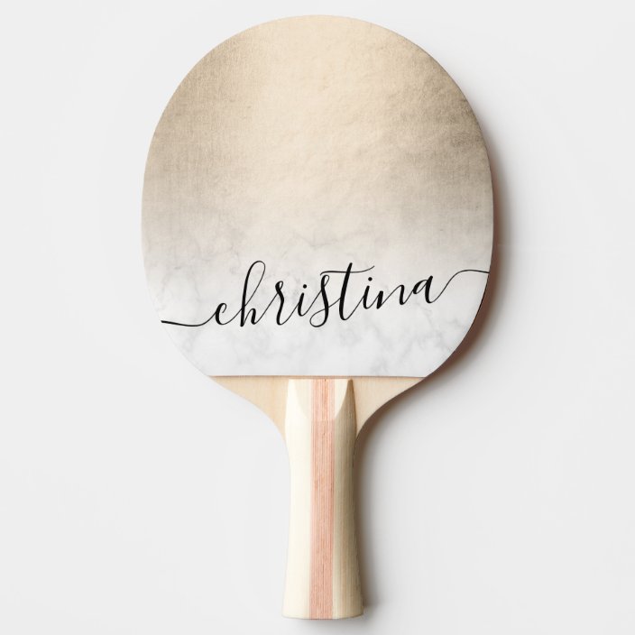 Elegant modern gradient copper gold white marble ping pong paddle ...