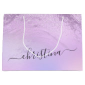 Elegant modern gradient violet glitter marble large gift bag | Zazzle