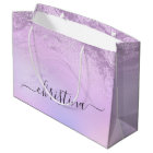 Elegant modern gradient violet glitter marble large gift bag | Zazzle