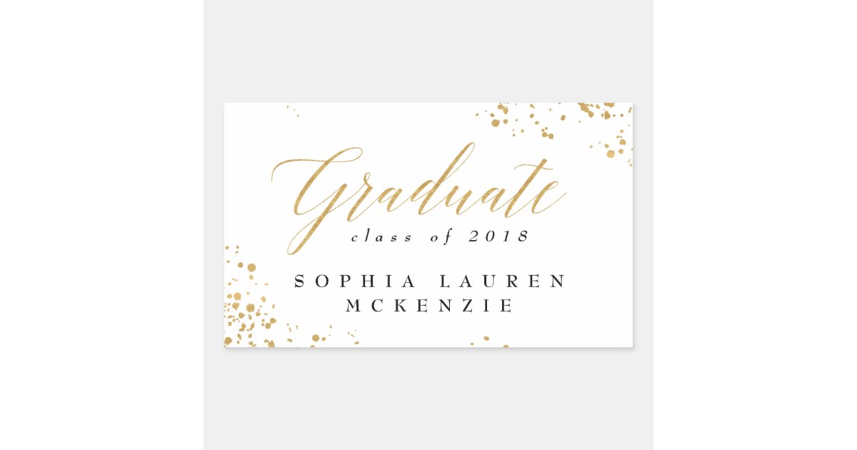 ELEGANT MODERN GRADUATE RECTANGULAR STICKER | Zazzle