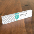 Elegant Modern Gray Chevron and Mint Monogram Name Plate | Zazzle