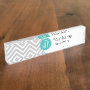 Elegant Modern Gray Chevron and Mint Monogram Name Plate | Zazzle