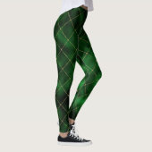 Elegant Modern Green Gold Diamond Square Pattern Leggings | Zazzle