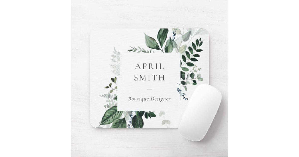Elegant Modern Green Leafy Tropical Foliage Fern Mouse Pad | Zazzle