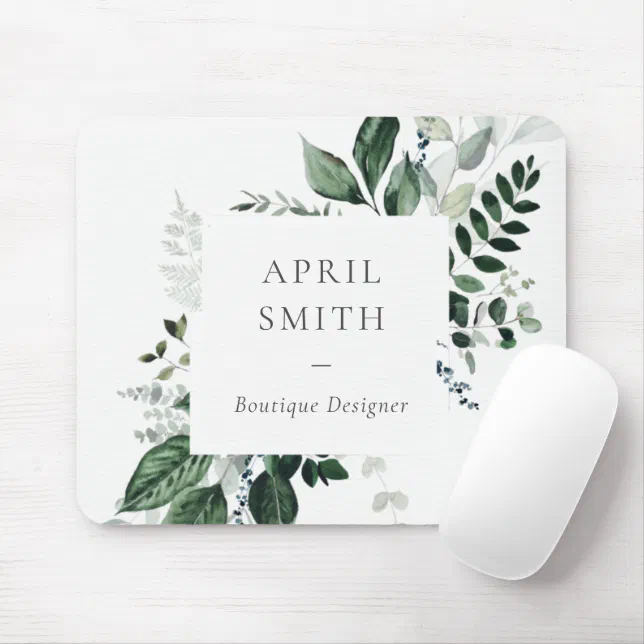 Elegant Modern Green Leafy Tropical Foliage Fern Mouse Pad | Zazzle