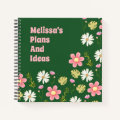 Elegant Modern Green Pink Floral Notebook | Zazzle