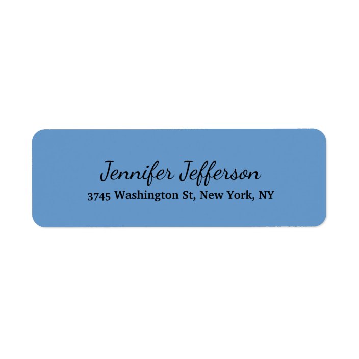 Elegant Modern Handwriting Plain Grey Blue Label | Zazzle.com