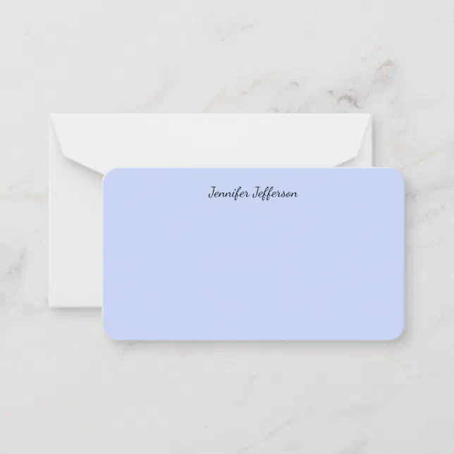 Elegant Modern Handwriting Plain Light Blue Note Card | Zazzle