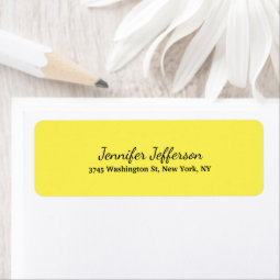 Elegant Modern Handwriting Plain Yellow Label | Zazzle