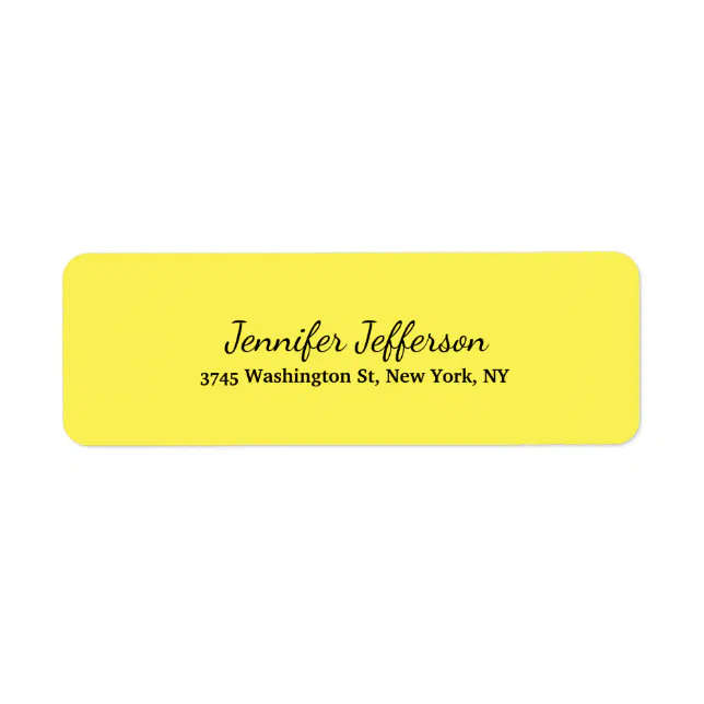 Elegant Modern Handwriting Plain Yellow Label | Zazzle