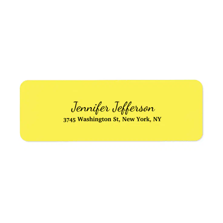 Elegant Modern Handwriting Plain Yellow Label | Zazzle
