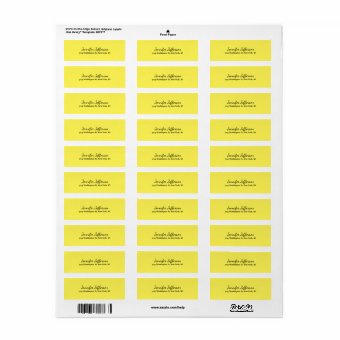 Elegant Modern Handwriting Plain Yellow Label | Zazzle