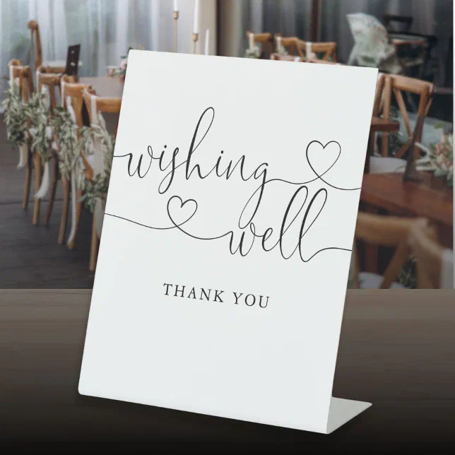 Elegant Modern Heart Script Wishing Well Pedestal Sign | Zazzle