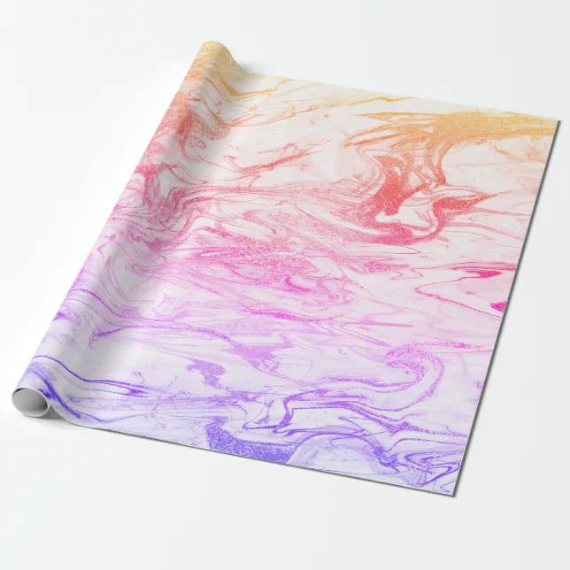 Elegant modern holographic white marble wrapping paper | Zazzle