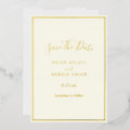 Elegant Modern Ivory Gold Foil Save The Date Card | Zazzle