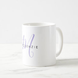 Elegant Modern Lavender Script Monogram Coffee Mug | Zazzle