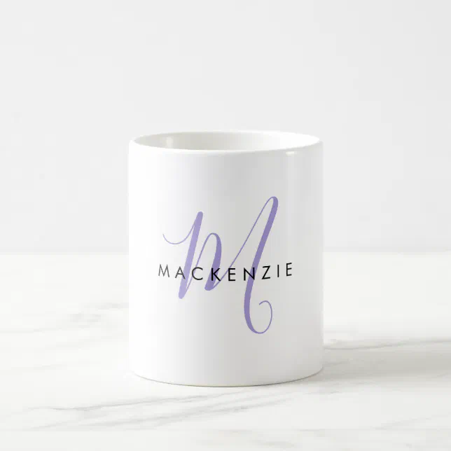 Elegant Modern Lavender Script Monogram Coffee Mug | Zazzle
