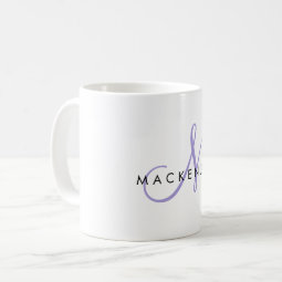 Elegant Modern Lavender Script Monogram Coffee Mug | Zazzle