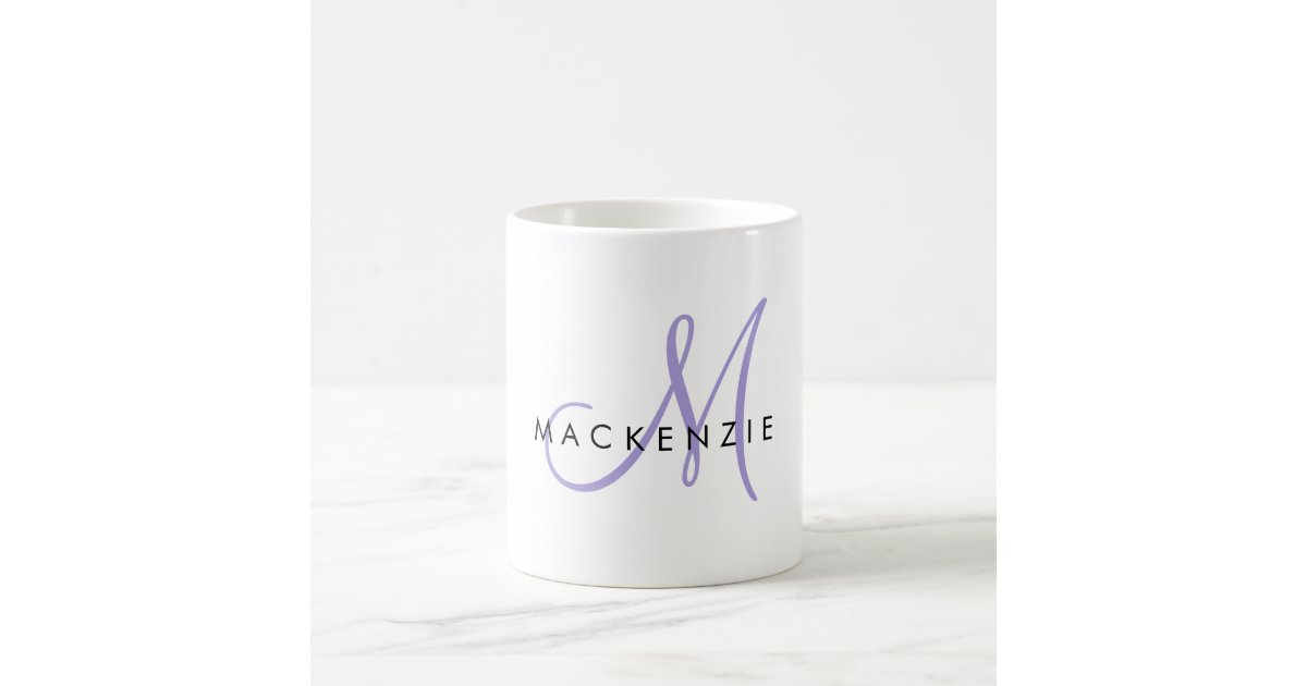 Elegant Modern Lavender Script Monogram Coffee Mug | Zazzle