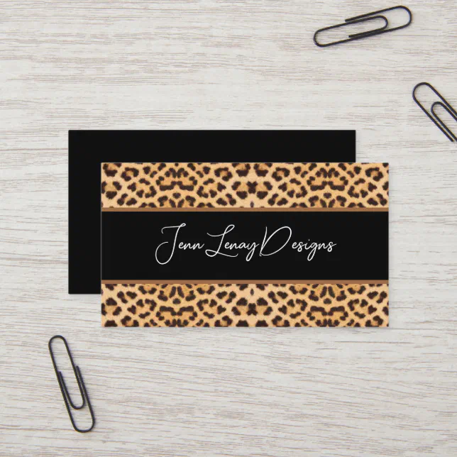 Elegant Modern Leopard Animal Print Custom Business Card | Zazzle