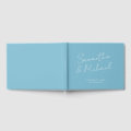 Elegant Modern Light Blue Script Custom Wedding Guest Book | Zazzle