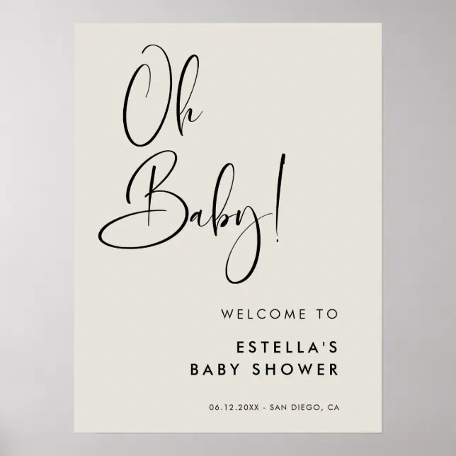 Elegant & Modern Light Sage Green Oh Baby Poster | Zazzle