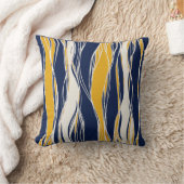 Elegant, modern, lines, in navy blue and yellow throw pillow | Zazzle