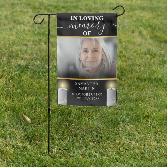 Elegant Modern Loving Memory Memorial Garden Flag | Zazzle