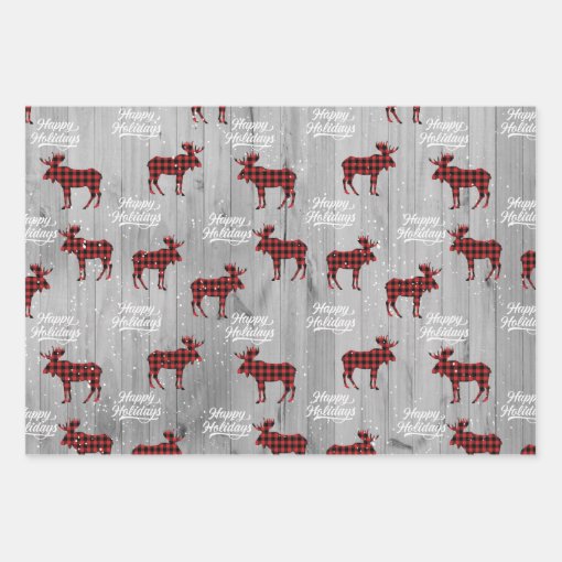 Elegant modern lumberjack moose plaid wrapping pap wrapping paper ...