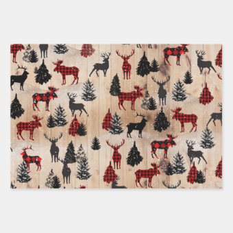 Elegant modern lumberjack moose plaid wrapping pap wrapping paper ...