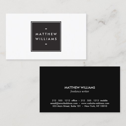 Elegant Modern Luxury Simple Black Box Name Logo Business Card | Zazzle