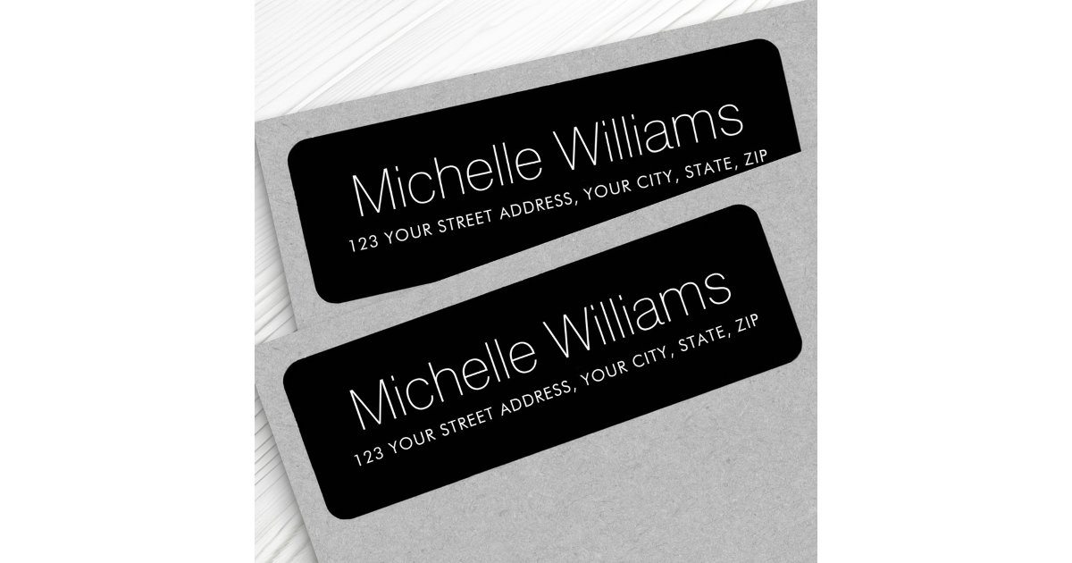 Elegant modern minimal black return address label | Zazzle