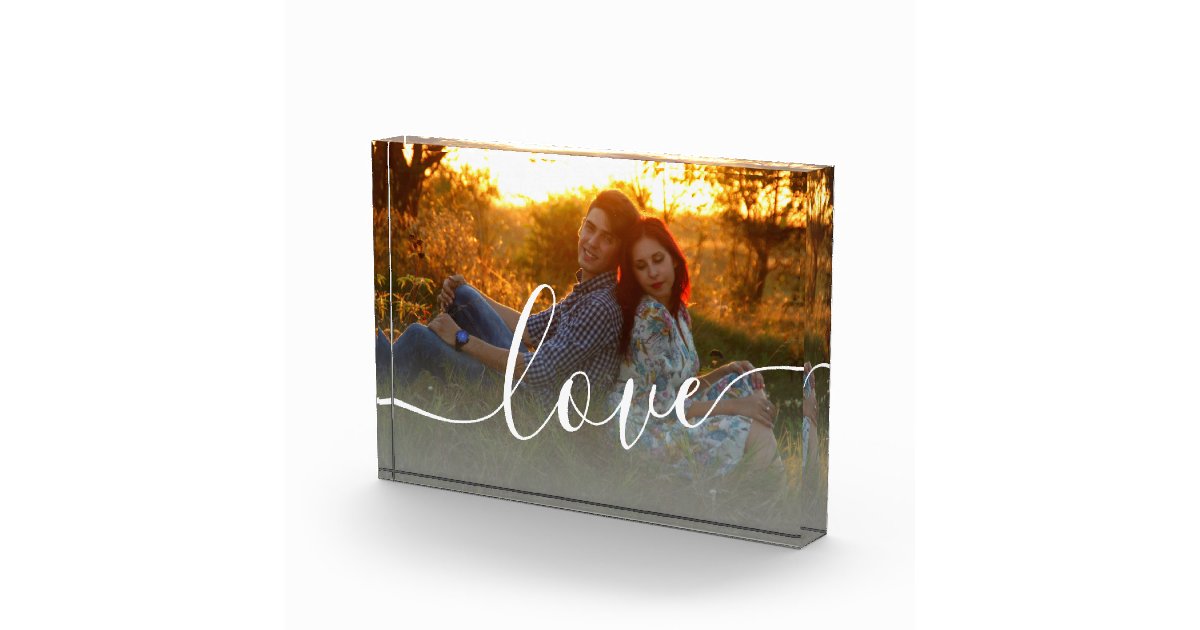 Elegant modern minimal custom photo love block | Zazzle