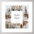 Elegant modern minimal photo collage wedding poster | Zazzle