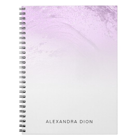 Elegant modern minimal purple glitter marble notebook | Zazzle.com