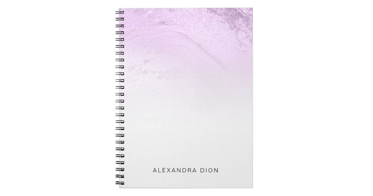 Elegant modern minimal purple glitter marble notebook | Zazzle