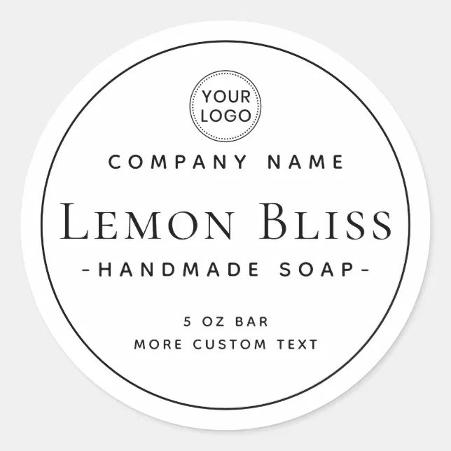 Elegant modern minimal round product label | Zazzle