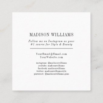 Elegant Modern Minimal Simple Photo Social Media Calling Card | Zazzle
