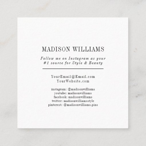 Elegant Modern Minimal Simple Photo Social Media Calling Card | Zazzle