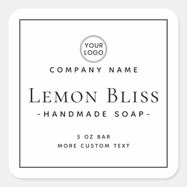 Elegant modern minimal square product label | Zazzle