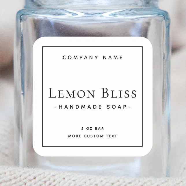 Elegant modern minimal square product label | Zazzle