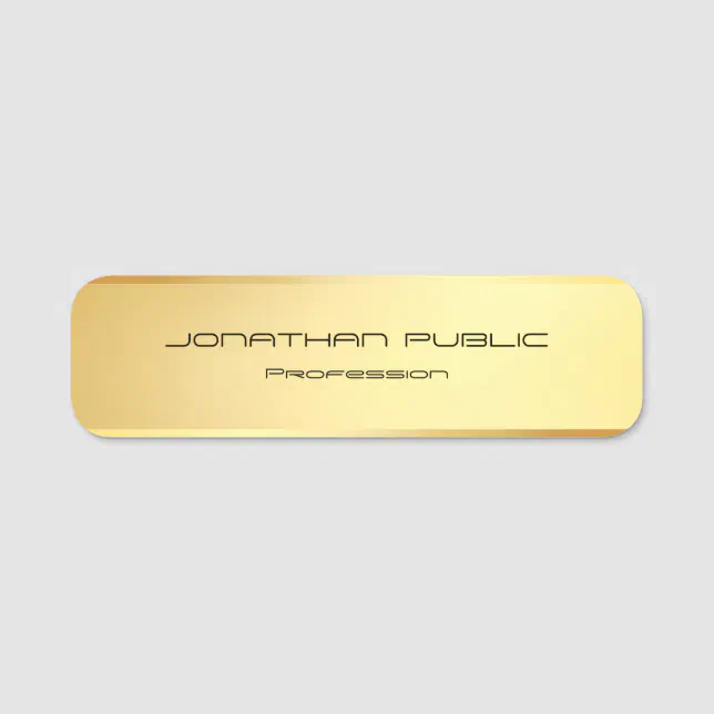 Elegant Modern Minimalist Glamorous Gold Template Name Tag | Zazzle