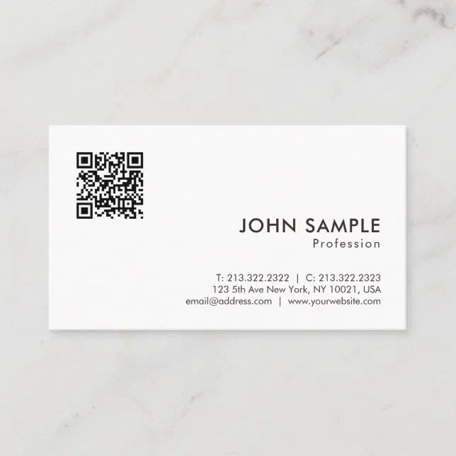 Elegant Modern Minimalist QR Code Template Matte Business Card | Zazzle