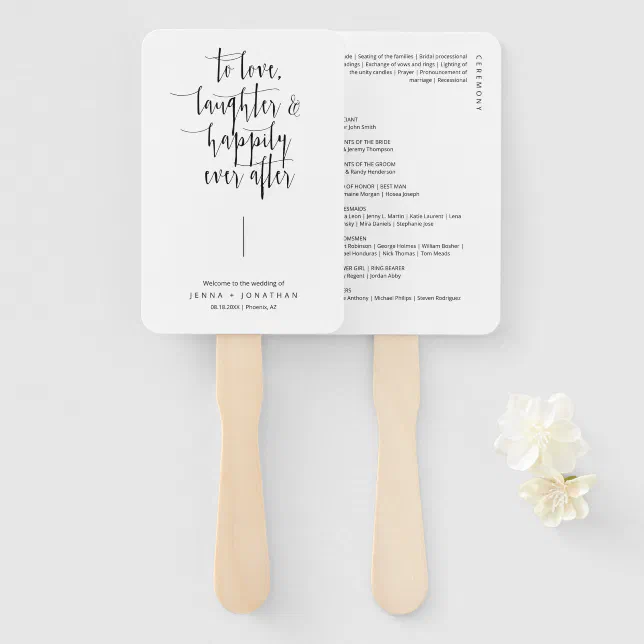 Elegant Modern Minimalist Script Wedding Program Hand Fan | Zazzle