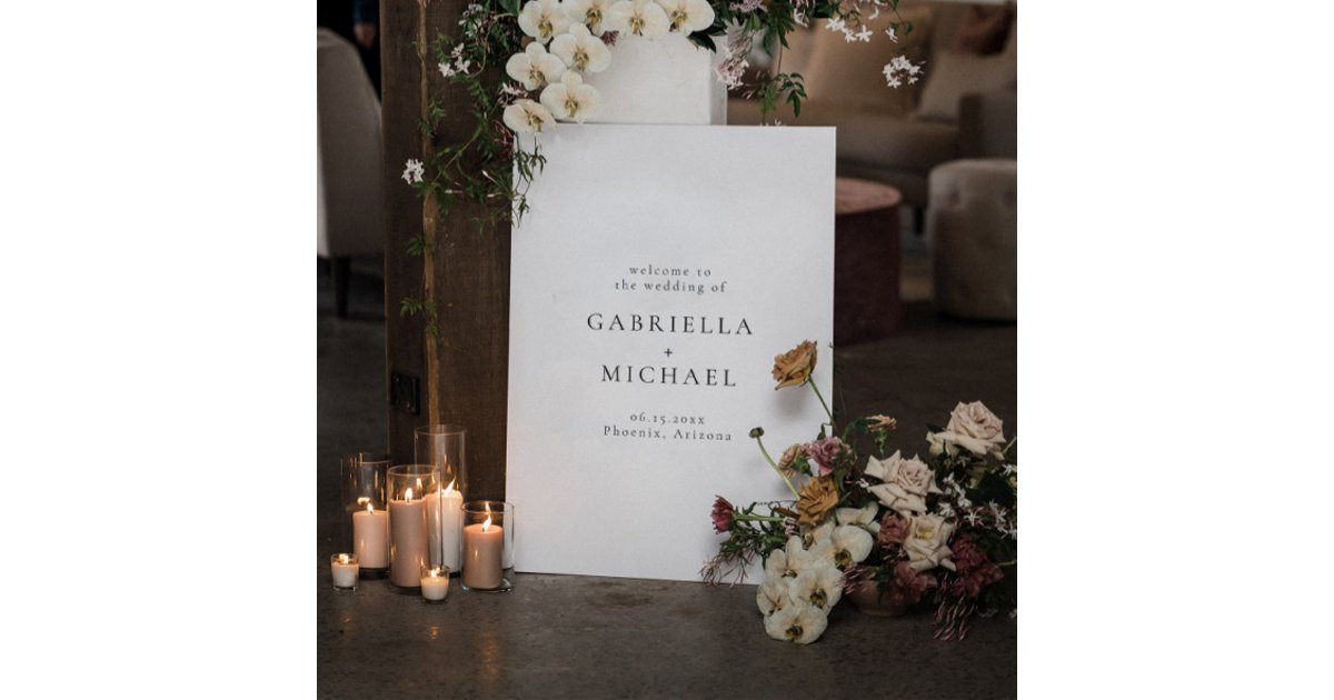 Elegant Modern Minimalist Simple Wedding Welcome Foam Board | Zazzle